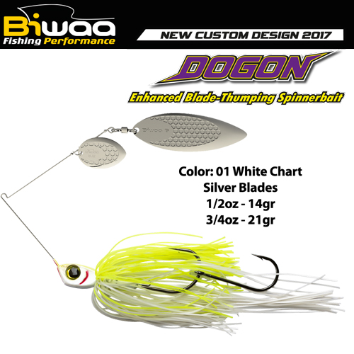 SPINNERBAIT DOGON 3/4oz 21gr 01 White Chart-Silver Blades Hobby Shop